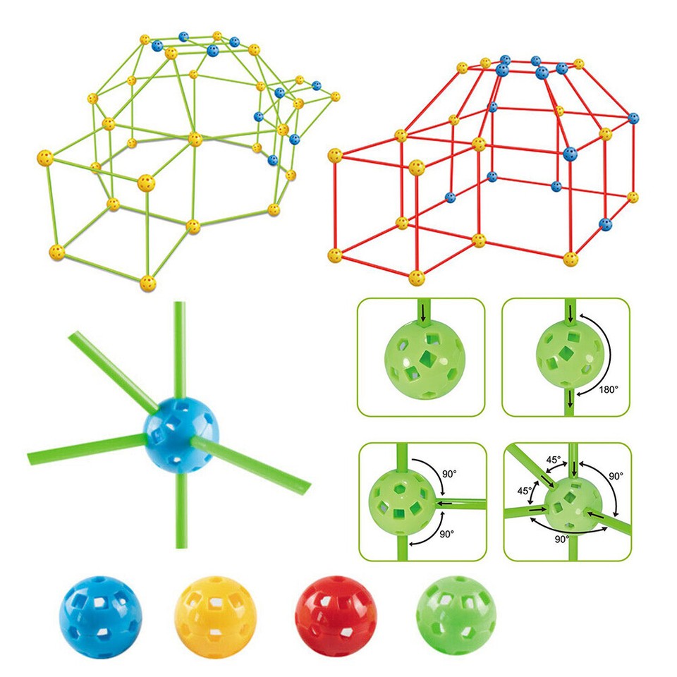 174Pcs Build Your Own Den Set Kit Children DIY Tent DIY Play House Kids ...