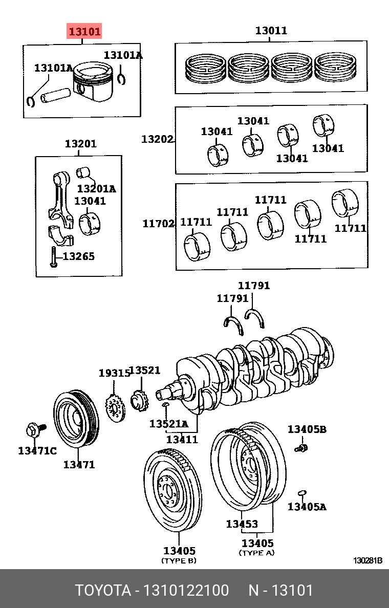 Genuine OE piston sub-assy, w/pin, 1310122100 for TOYOTA 13101-22100 | eBay