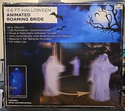 4.6 FT Animated LED Roaming Ghost Bride Animatronic Prop for Halloween ...