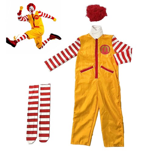 Mens Ronald McDonald Cosplay Costume Carnival Jumpsuit Socks Wigs ...