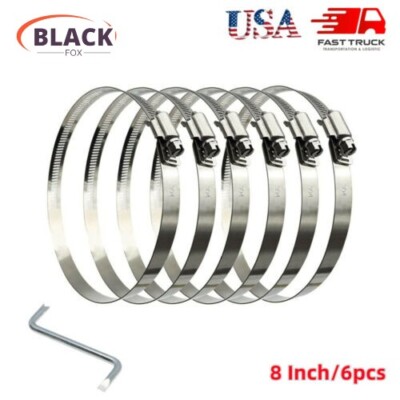 8 inch Hose Clamp Adjustable Steel Duct Clamps Worm Gear Adjustable 194 ...