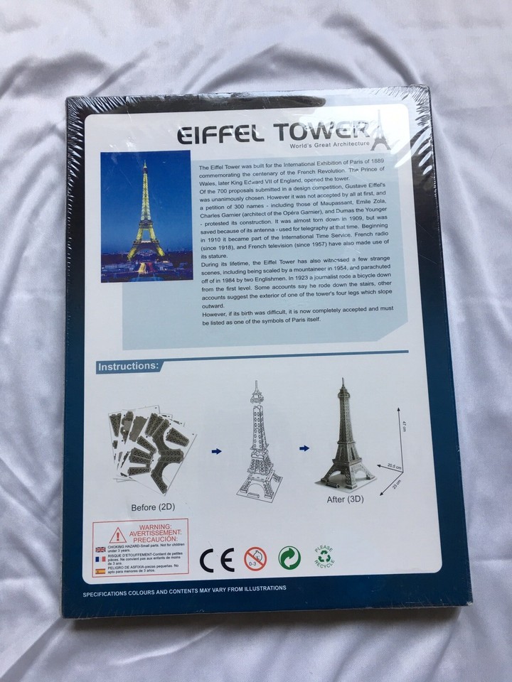 Eiffel Tower 3D Paper & EPS Foam Core Puzzle World's Greatest ...
