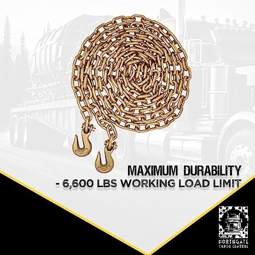 NCC Heavy Duty Tow Chain - 3/8" x 20 ft , Grade 70 Chain, 6,600 lbs ...