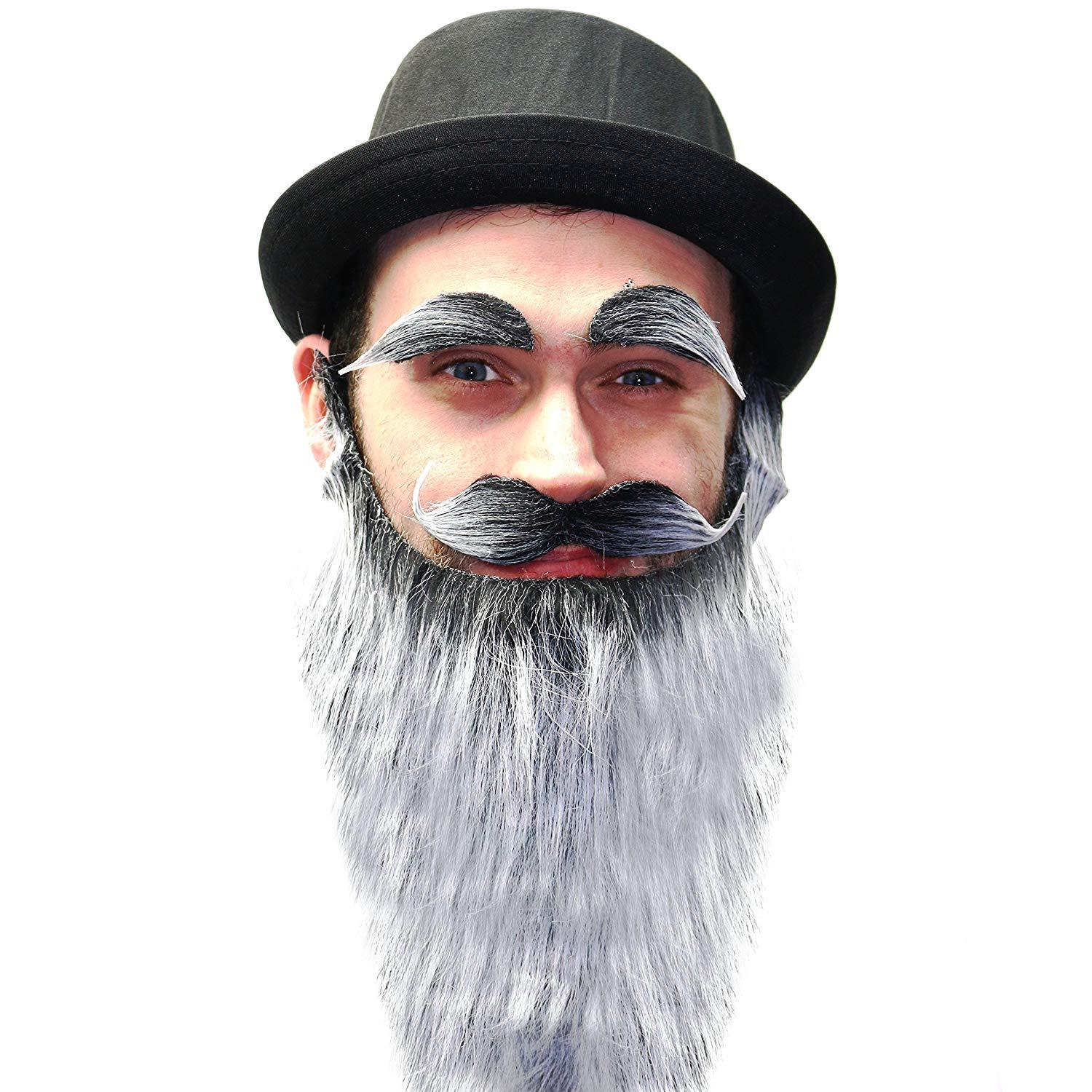 Halloween Wizard Sorcerer Magician Beard, Moustache & Eyebrows Fancy ...