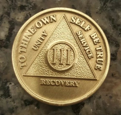 Alcoholic 3 Year Recovery 3 Yr Chip Medallion Coin Medal Token AA ...