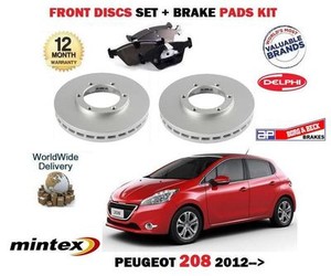 FOR PEUGEOT 208 1.0 1.2 1.4 1.6 HDi 2012-> FRONT BRAKE DISCS SET + DISC ...
