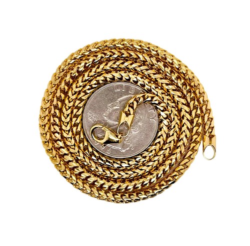 14k Solid Yellow Gold Mens Round Franco Chain Necklace 22 in 3.4 MM 32 ...