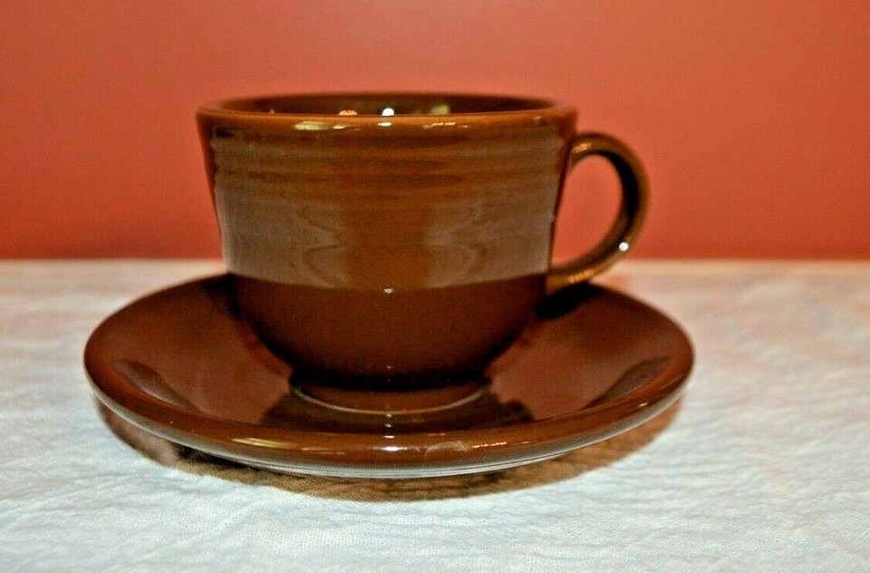 HOMER LAUGHLIN FIESTA WARE FIESTAWARE CHOCOLATE BROWN CUP & SAUCER | eBay