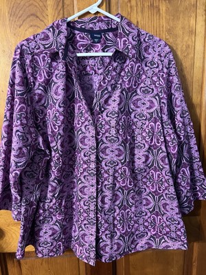 Basic Editions Women's Blouse Size 2X New Purple Floral | eBay