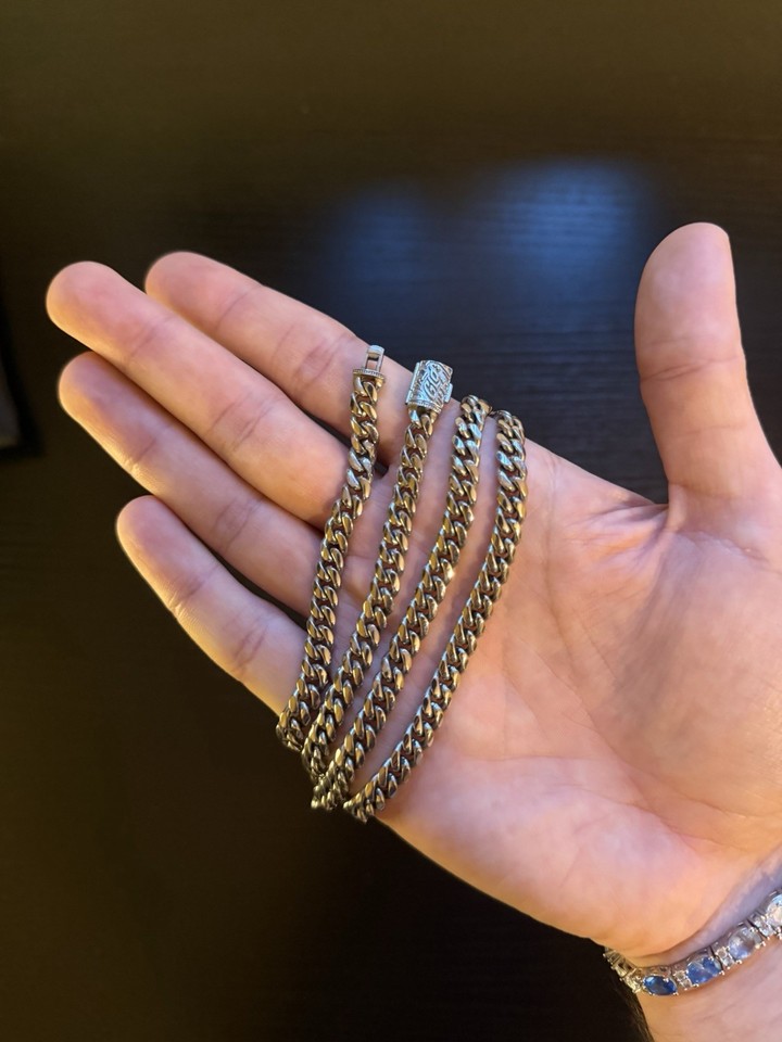 GLD Miami Cuban Chain 5mm White Gold Tone 18 Inch + Warranty Card | New ...