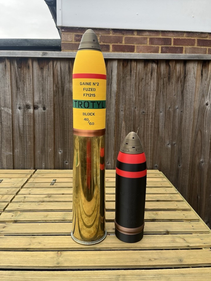 3D Printed QF 18 Pounder Shrapnel And HE Shell - With Original Casing ...