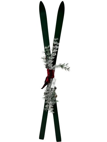 Decorative Wooden Skis with Festive Greenery – Rustic Winter Décor | eBay