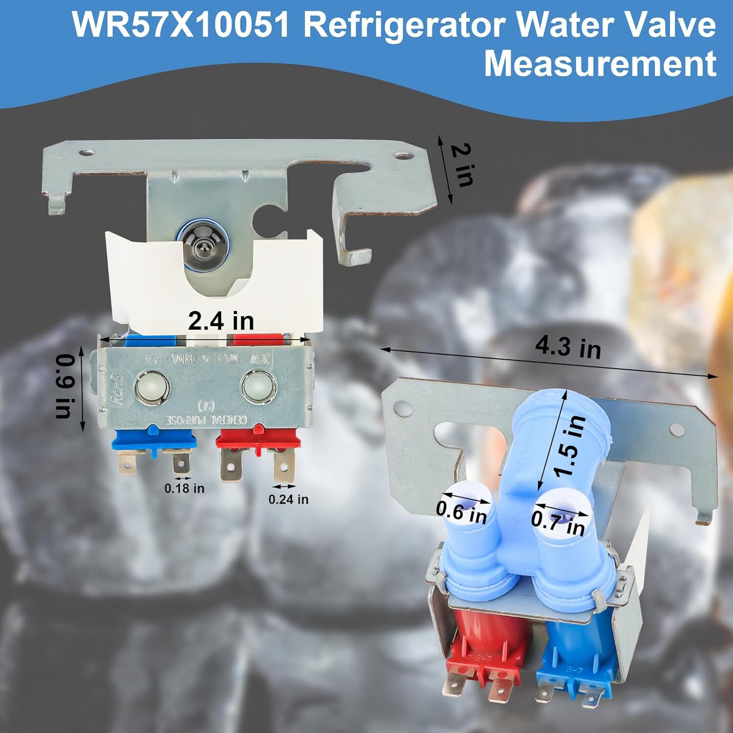 Refrigerator Dual Water Fill Inlet Valve Kit Ice Maker Genuine ...