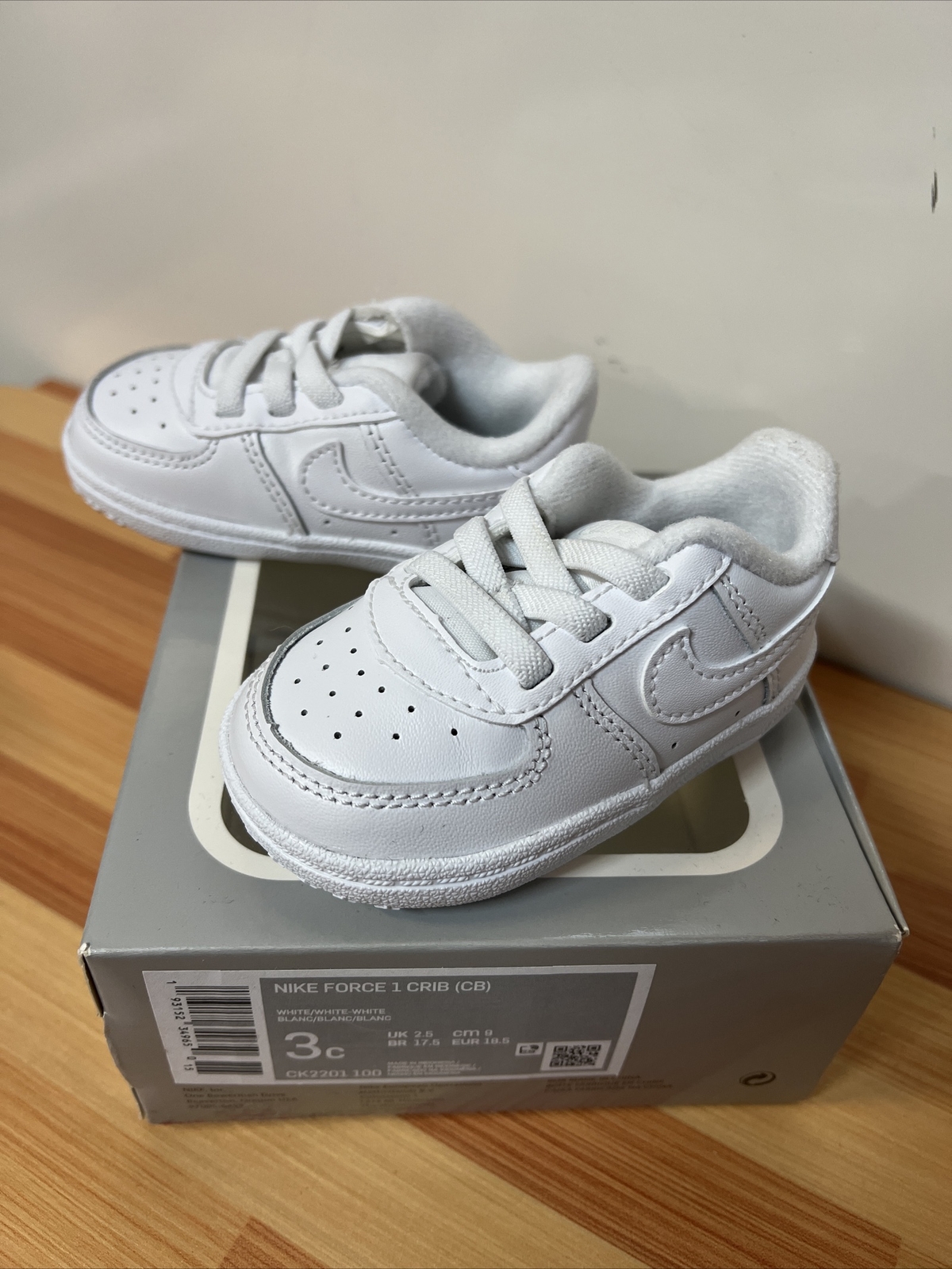 Nike Force 1 Crib Shoes Soft Bottom CK2201 100 Child Baby Size 3C White ...