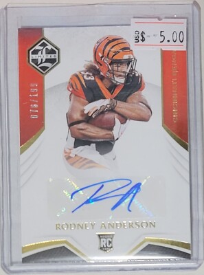 Rodney Anderson 2019 Limited Rookie Auto Autograph /199 #213 Bengals RC ...