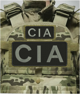 CIA EMBROIDERY PATCH 4X10 AND 2X5 HOOK ON BACK GRAY ON BLACK | eBay