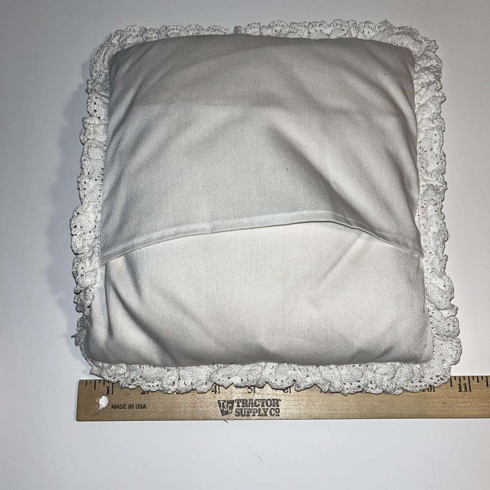 Small Vintage Cross Stitch Decorative Throw Pillow Mother Flowers Lace ...