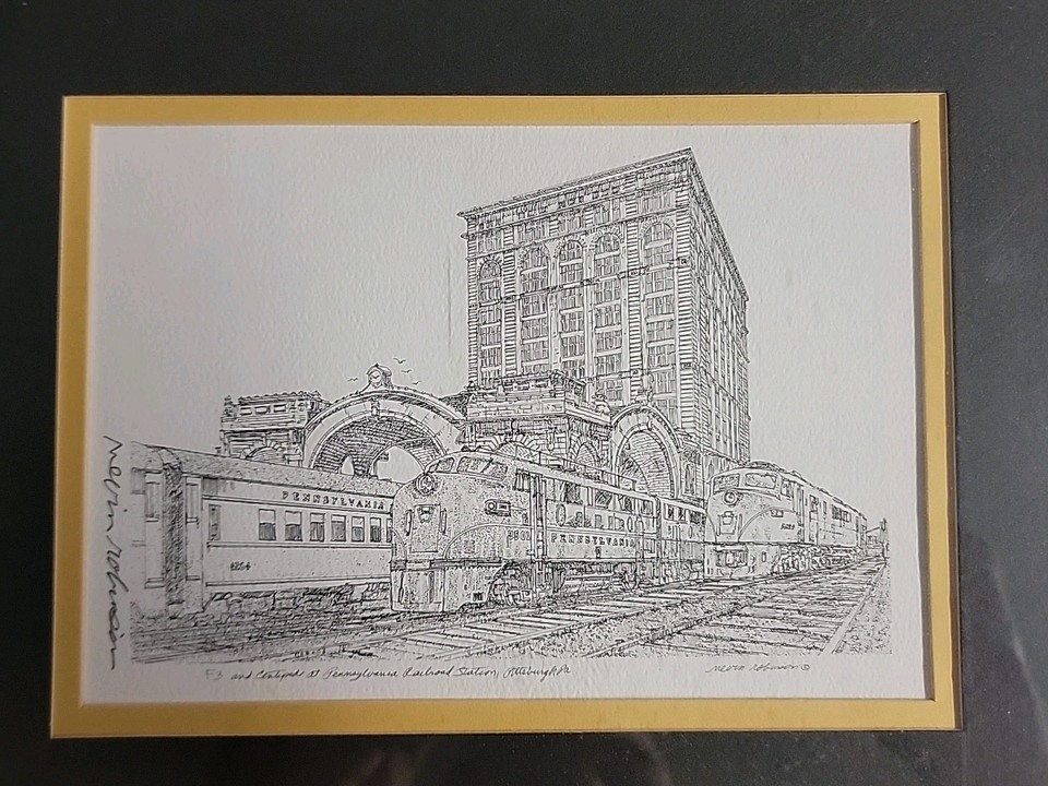 Nevin Robinson Pen-Ink- Signed Print PA Pittsburg Railroad Station-1986 ...