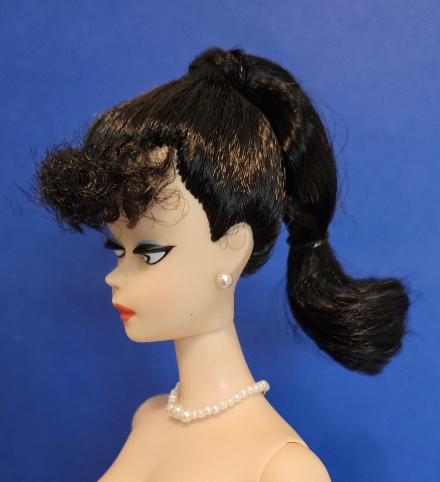 Vintage #1 Barbie BRUNNETTE Poodle BANGS Ponytail NUDE Doll White Iris ...