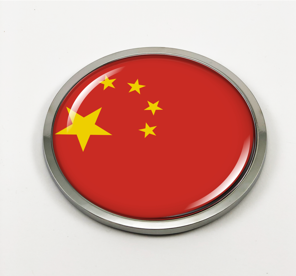 China Flag 3D Domed Emblem Badge Car Sticker Chrome ROUND Bezel | eBay