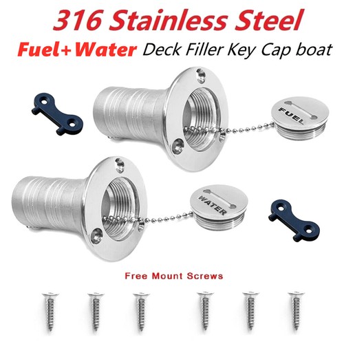 38mm Stainless Steel Boat Marine Key Cap Gas Fuel + Water Tank Deck ...