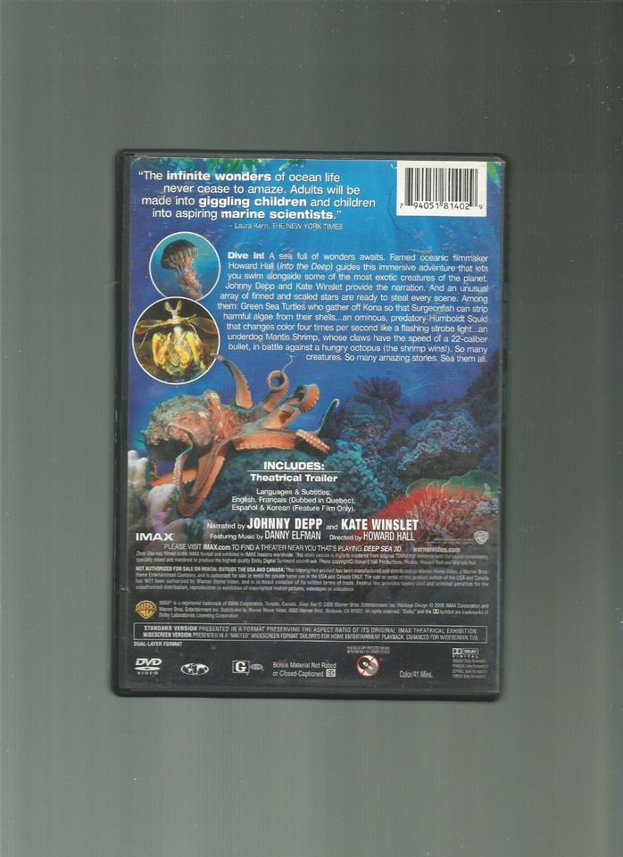 IMAX Deep Sea Narrated by Johnny Depp and Kate Winslet, DVD ...