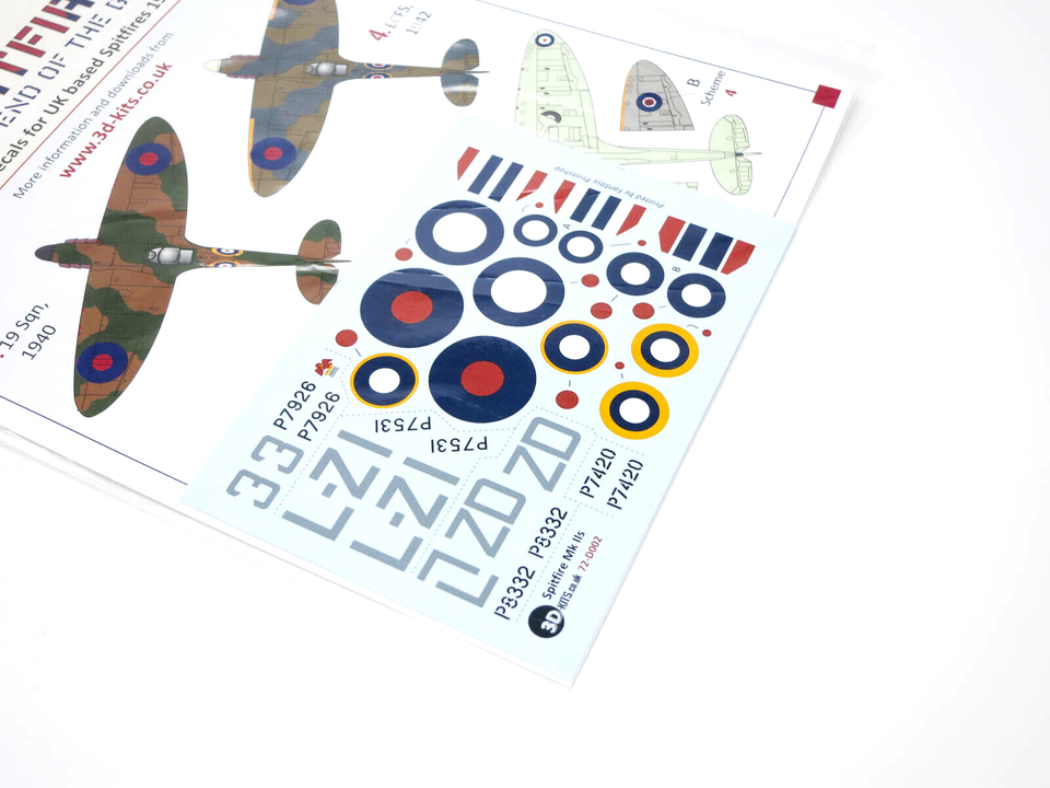 1/72 3D-Kits Decals - Rotol Spitfires Mk.I & Mk.II - NOS - 72-D002 "The ...