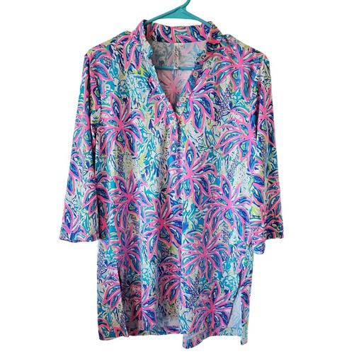 Lulu-B Pink Palm Tree Beach Tunic Womens Size Medium | eBay