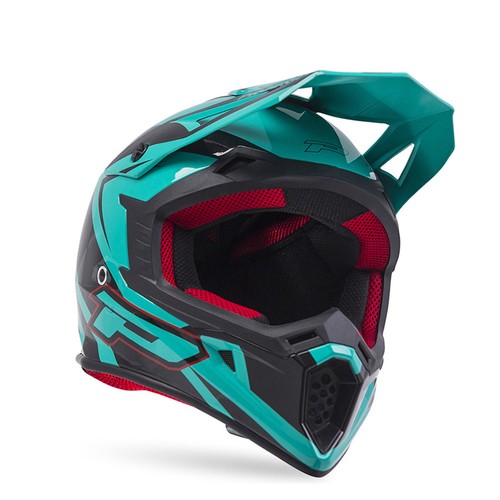 L Large ProGrip MX Motorbike Helmet 3095 Black/Aqua (Blue/Green) Whip ...