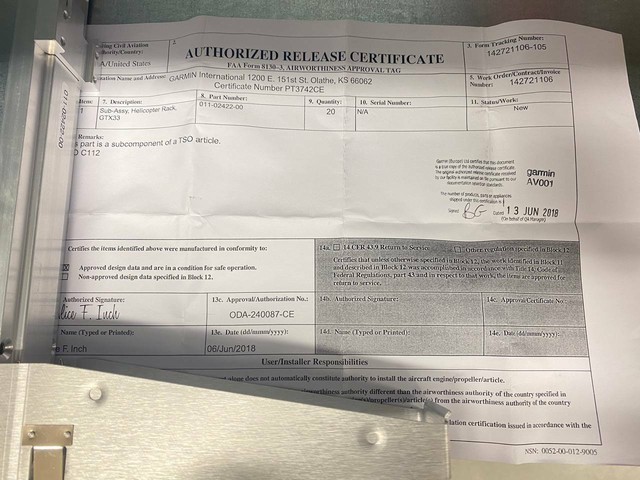 Garmin Gtx33h Mounting Tray 011-02422-00 Transponder Rack Backplate for ...