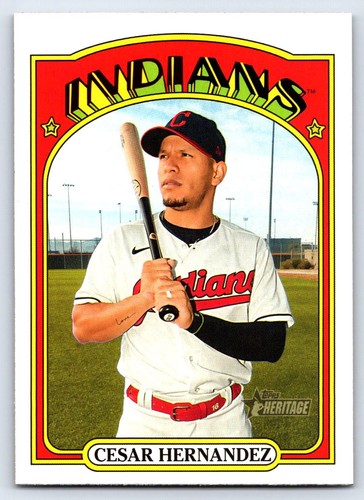 2021 Topps Heritage #270 Cesar Hernandez Cleveland Indians BASEBALL ...