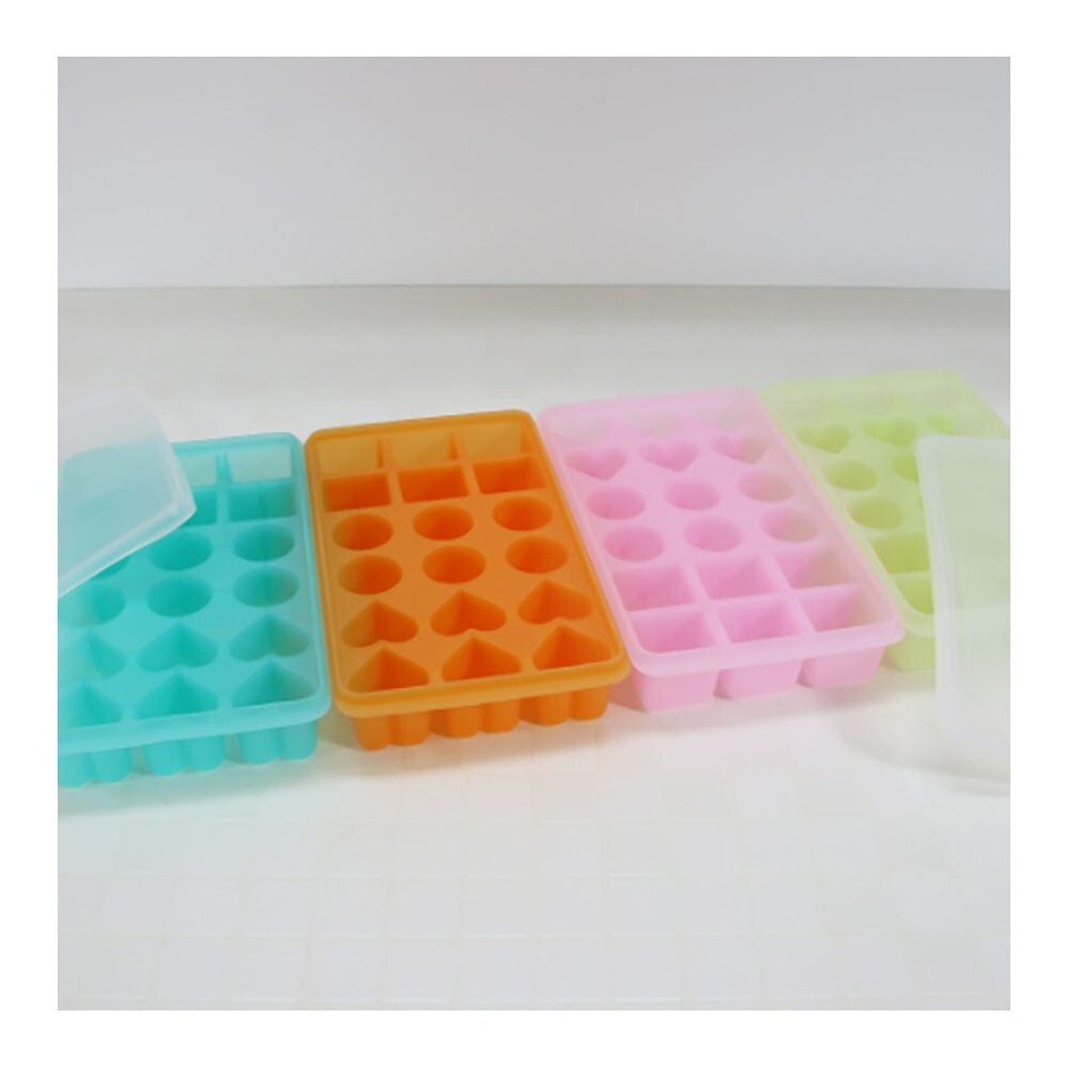 Pamire Silicone Ice Cube Tray with Lids, Various Shapes, 18 cubes ...