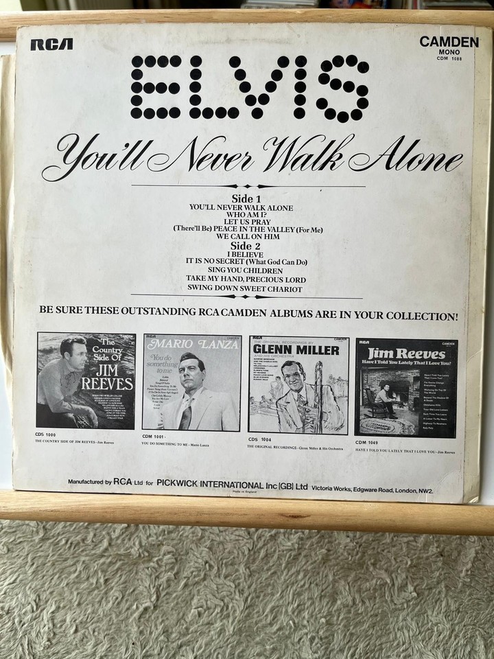 Elvis Presley - You'll Never Walk Alone - 1971 Mono Vinyl LP - RCA CDM ...