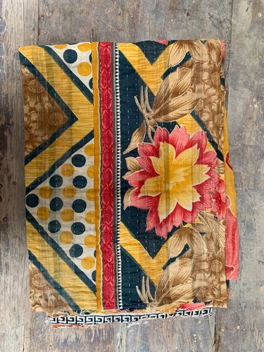 Reversible Indian Counterpane Gudari Vintage Kantha Fabric Art Throw ...