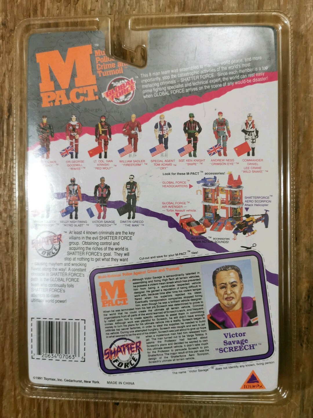 M P.A.C.T. Victor Savage SCREECH 1991 Toymax MOC Shatter Force PACT GI ...