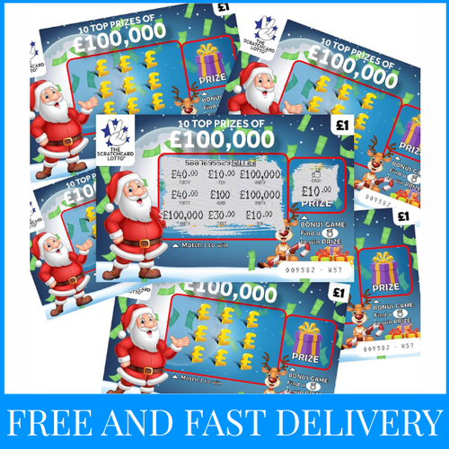 Pack of 6 Winning Fake Scratch Cards Christmas Prank Joke Secret Santa ...