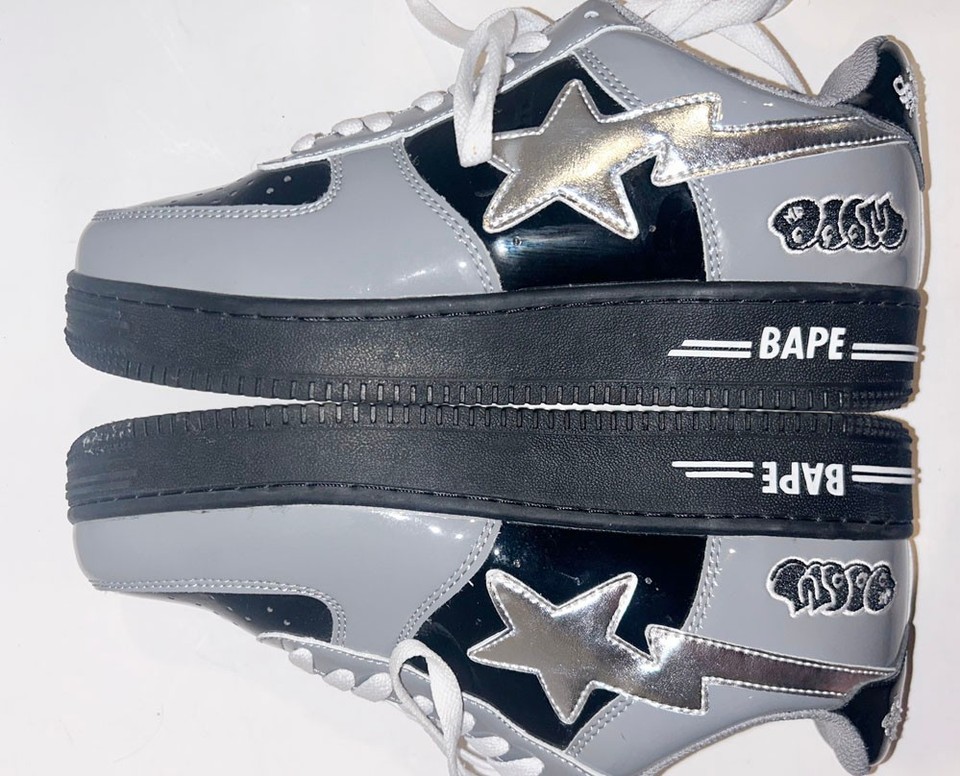 Bape Bapesta X MF Doom Silver Black Concept Sneakers Size 8. Stylish ...