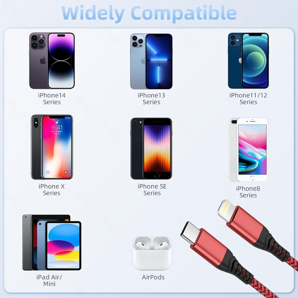 PD USB Type C to iPhone Fast Charger Cable for Apple iPhone 14 13 12 11 ...
