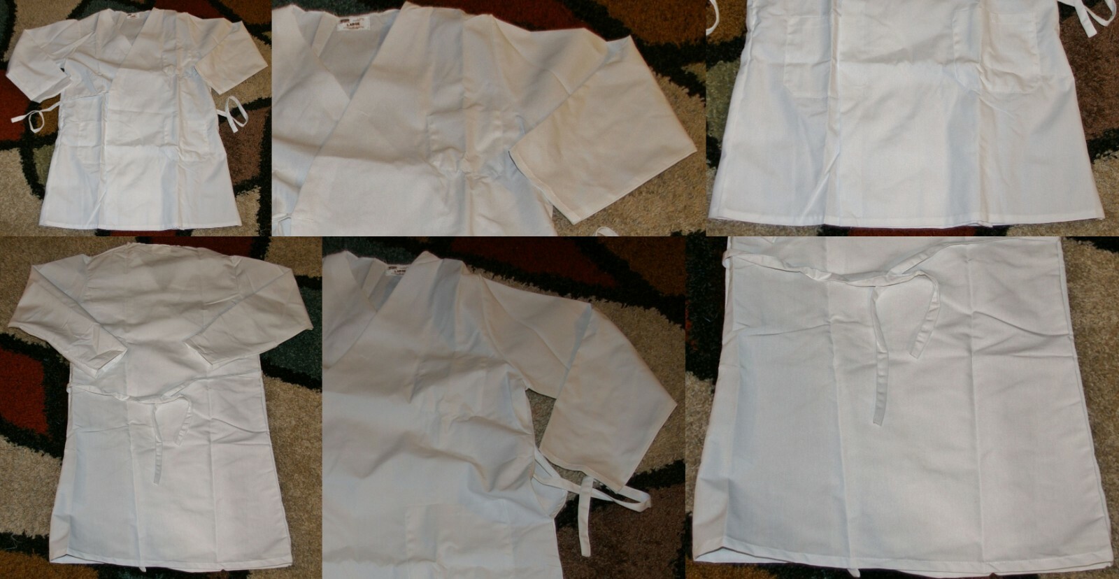 Butcher Unisex L/S Wrap Gown 3 Pocket Side Vents 37" length Sz Large | eBay