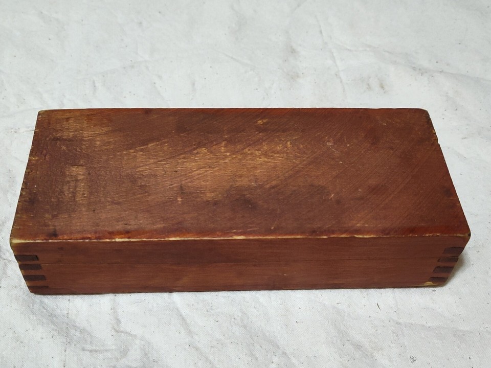 VINTAGE ACME COMBINATION OIL STONE ORIGINAL WOOD BOX Sharpen Stone Hone ...
