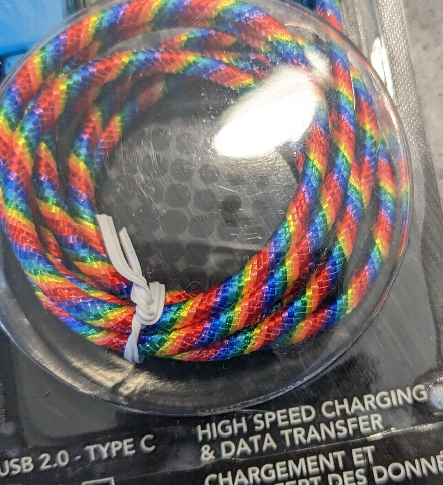Rainbow Braided USB-C High Speed Charging Cable Phone Charger 3.3ft ...