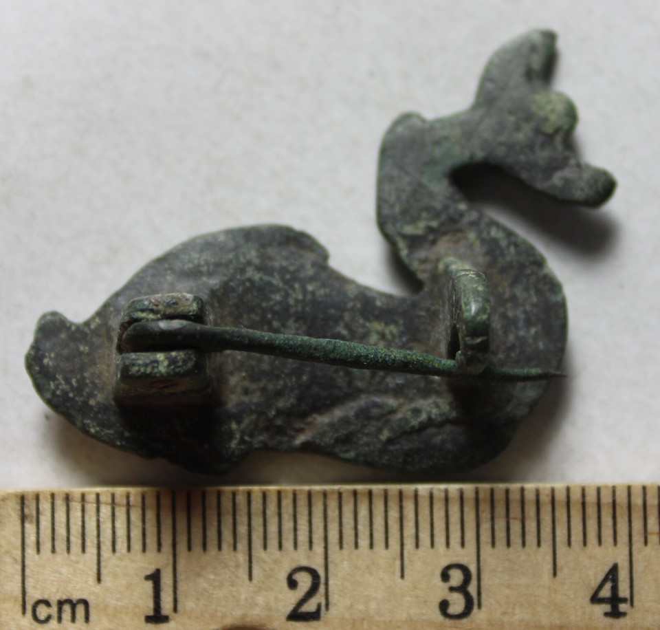 RARE Original ancinet Greek ZOOMORPHIC dolphine fibula brooch artifact ...