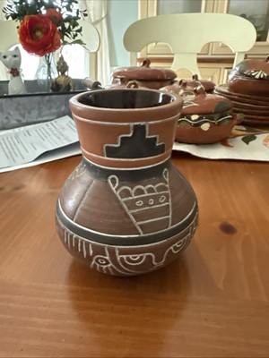 Vintage Meso American Aztec Mayan Red Clay Pottery Vase By Armando de ...