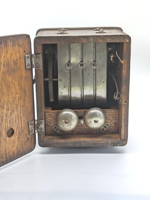 Antique Wooden Electric Type Wooden Telephone Ringer Box AC Works Good ...