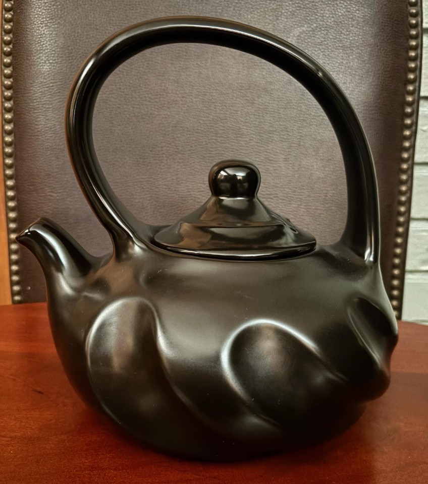 Rare Dr. Mercola Healthy Chef Black Ceramic Cookware Tea Pot with Lid ...