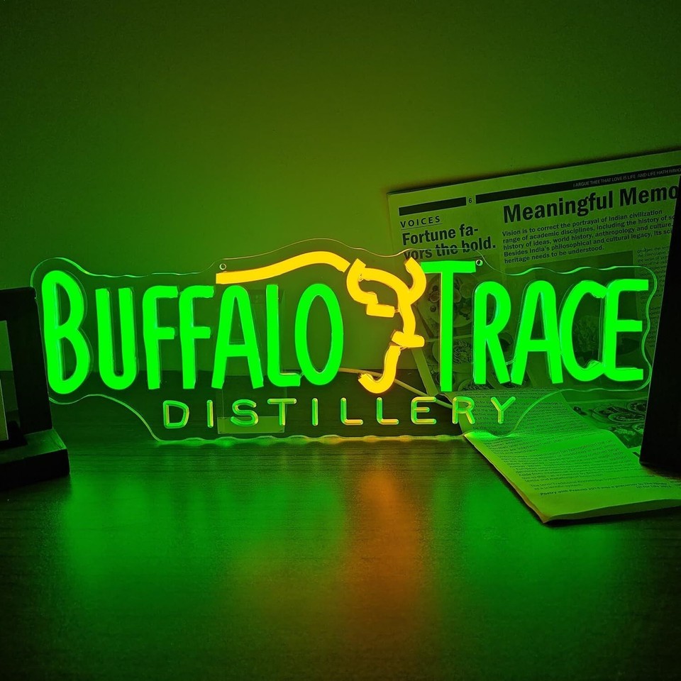 Buffalo Neon Sign Trace Distillery Whiskey Neon Lights for Bedroom Home ...