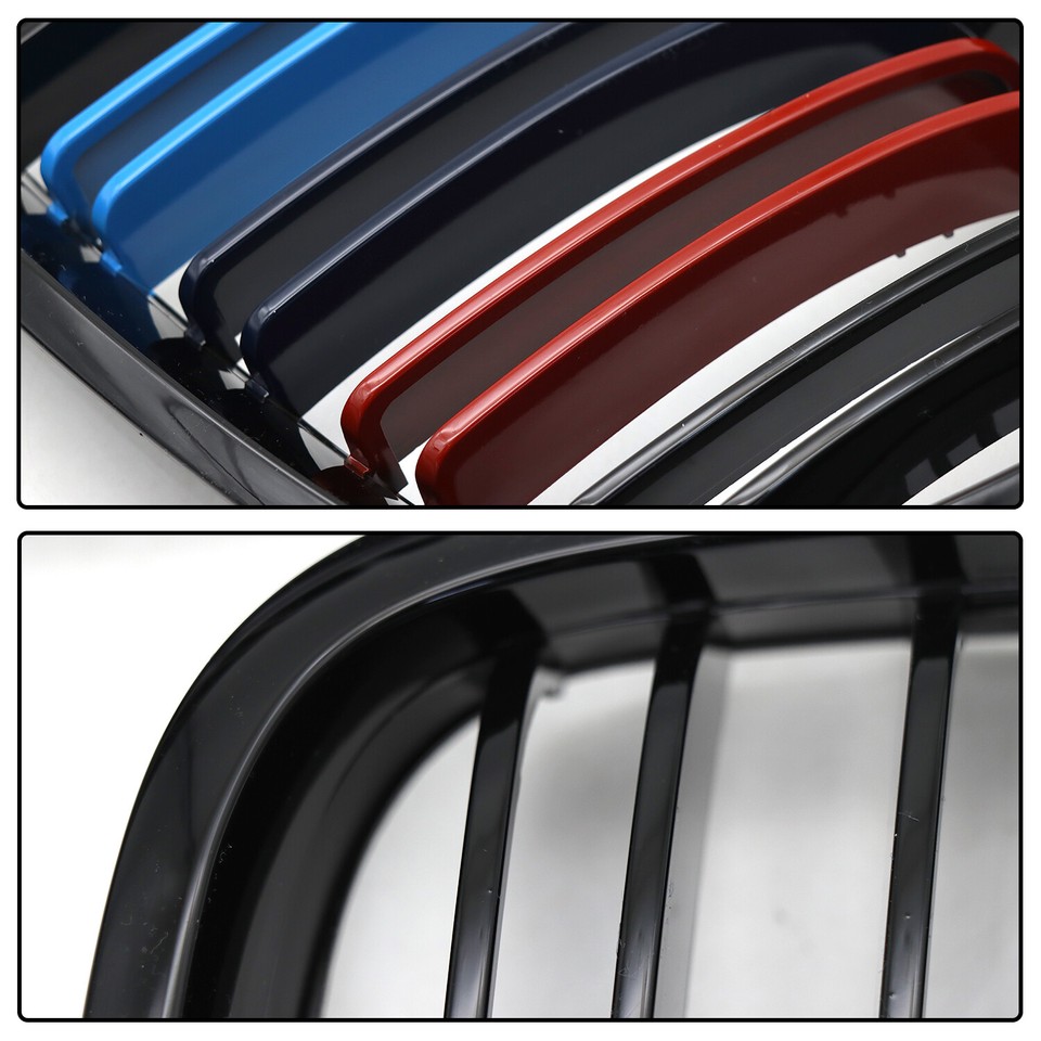 M-Color Gloss Black Front Grill Grille Dual Slat For BMW X5 X6 E70 E71 ...