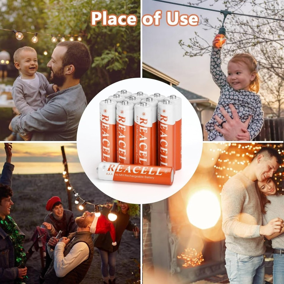 REACELL Rechargeable AA AAA Batteries High-Performance Capacity Ni-MH ...