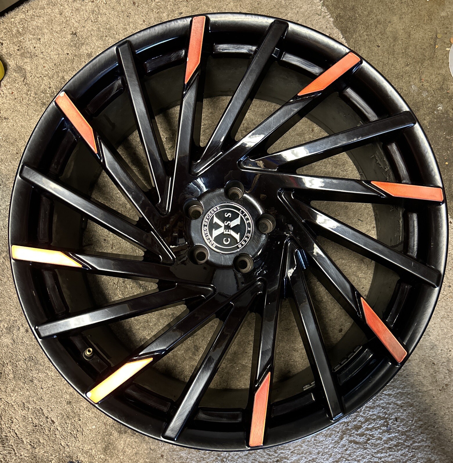 22" X 9 Xcess Wheels X02 Gloss Black with Red Tips Rims 5x115 ...
