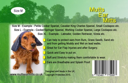 Dogs Ear Protectors. Mutts Ear Mitts Cocker/Springer Spaniel, Ear ...